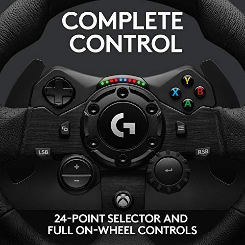 Logitech G923 Racing Wheel and Pedals for Xbox X|S, Xbox One and PC featuring TRUEFORCE up to 1000 Hz Force Feedback, Responsive Pedal, Dual Clutch Launch Control, and Genuine Leather Wheel Cover
