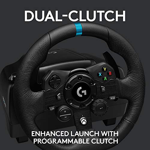 Logitech G923 Racing Wheel and Pedals for Xbox X|S, Xbox One and PC featuring TRUEFORCE up to 1000 Hz Force Feedback, Responsive Pedal, Dual Clutch Launch Control, and Genuine Leather Wheel Cover