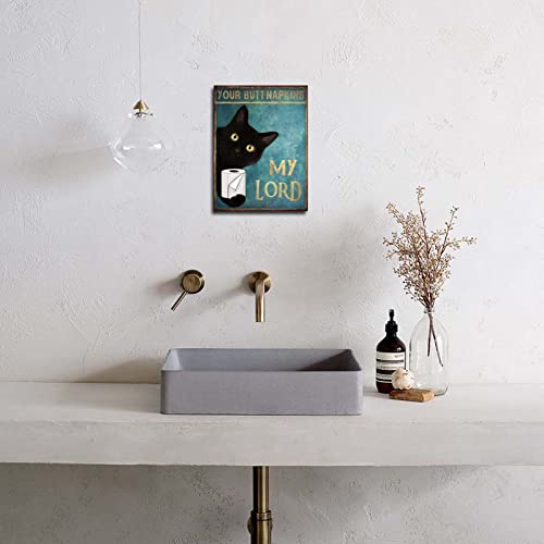 Floral Art Abstract Motivational Bathroom Wall Art - Modern Black Cat Animal Canvas Print Home Decor (8x12inch, Black-Cat)