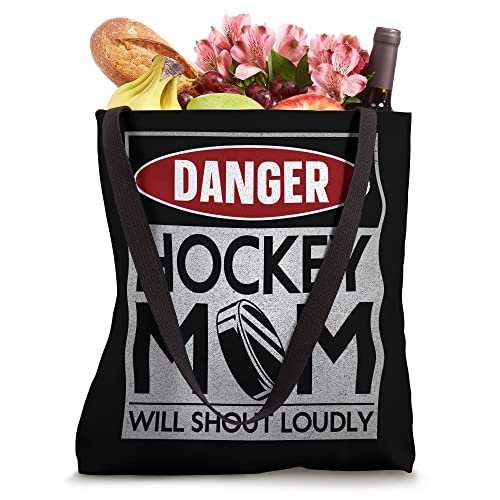 Ice Hockey Vintage Mom Mother Danger Hockey Mom Will Shout Tote Bag