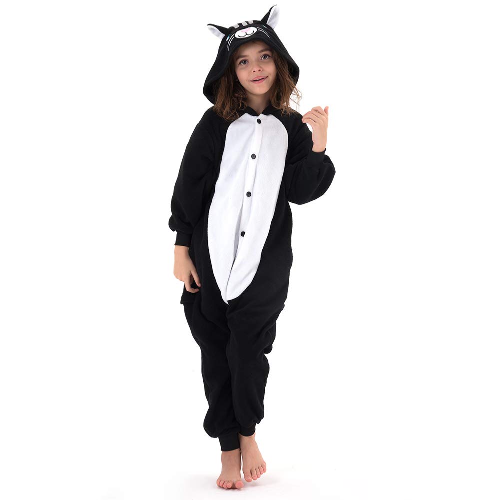 Beauty Shine Kids Onesie Unisex Child Animal Costume Sleepwear Jumpsuit Christmas Halloween Cosplay Pajamas Black Cat