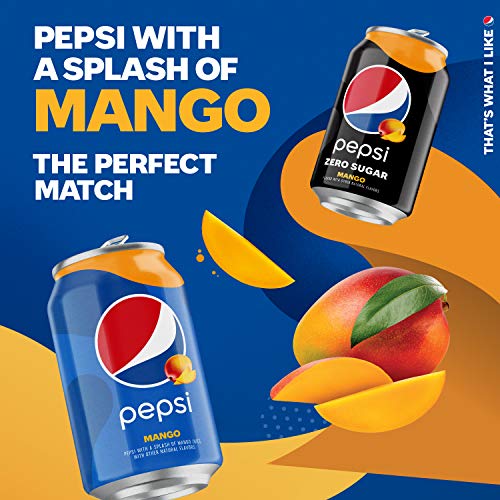 Pepsi Zero Sugar Flavors Variety Pack, Original, Mango, 12oz Cans (18 Pack)
