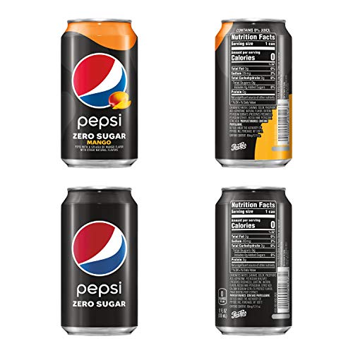 Pepsi Zero Sugar Flavors Variety Pack, Original, Mango, 12oz Cans (18 Pack)