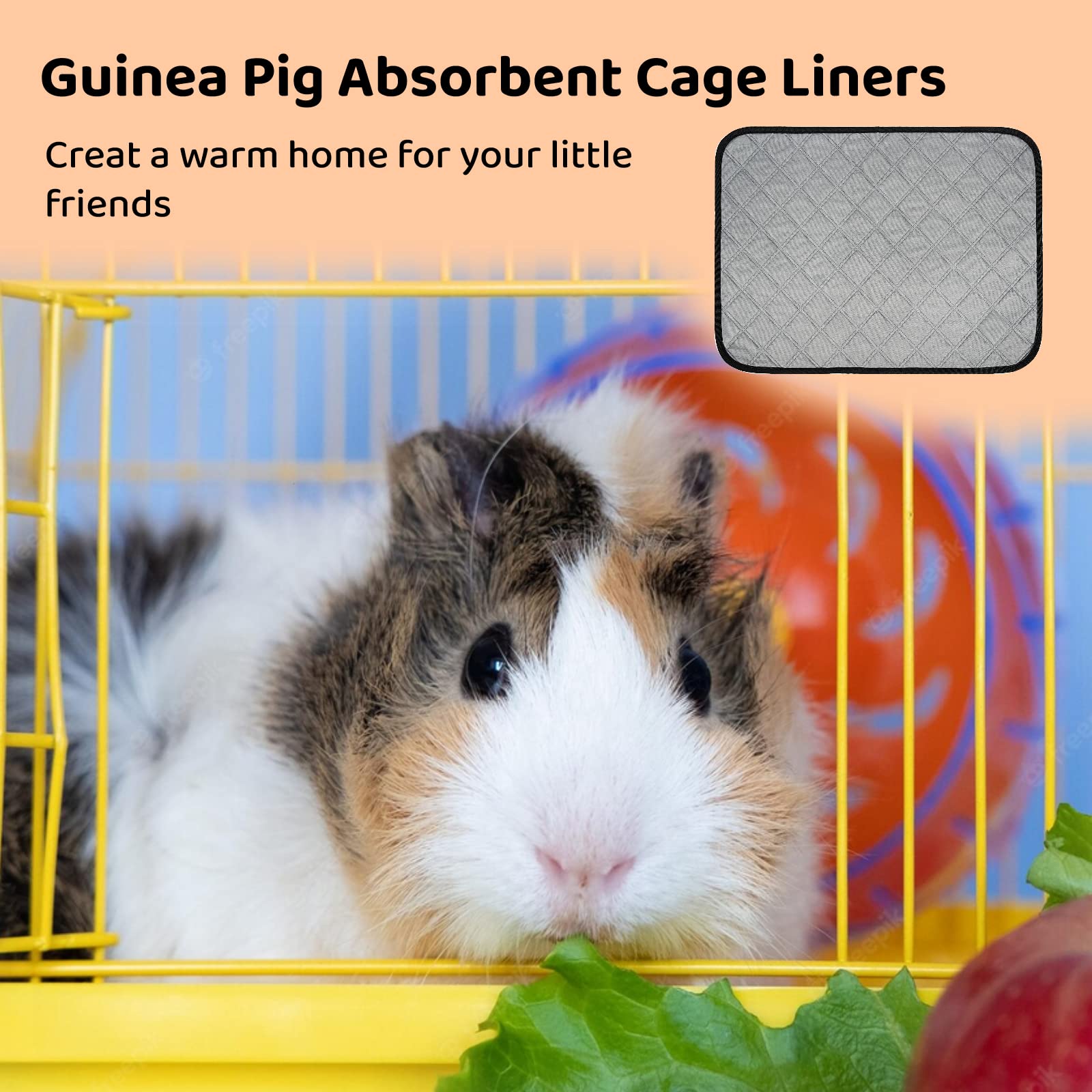 Homaisson Guinea Pig Cage Liners (24Γ18inches), 2-Pack Washable and Reusable Guinea Pig Bedding Pee Pads, Super Absorbent Guinea Pig Pee Pad for Chinchillas Hamster Small Animals