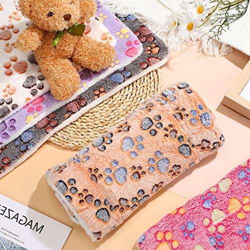 5 Pcs Guinea Pig Bed Mat Cute Cats Paw Print Blanket Bed for Small Animal Winter Soft Plush Bunny Dog Cat Bed Thickened Washable Reversible Fleece Crate Bed Mat Hamster Bedding (21 x 14 Inch)