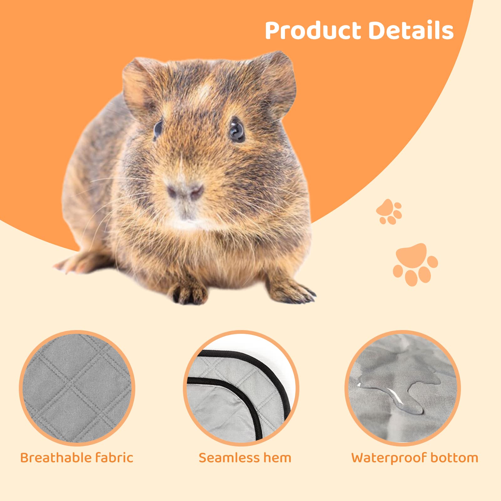 Homaisson Guinea Pig Cage Liners (24Γ18inches), 2-Pack Washable and Reusable Guinea Pig Bedding Pee Pads, Super Absorbent Guinea Pig Pee Pad for Chinchillas Hamster Small Animals