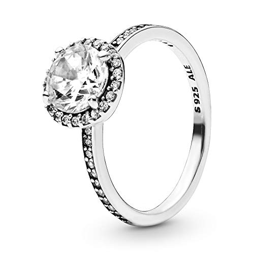 PANDORA Round Sparkle Halo Ring - Silver Ring for Women - Sterling Silver with Clear Cubic Zirconia - Gift for Her - Jewelry for Women with Gift Box - Size 4.5