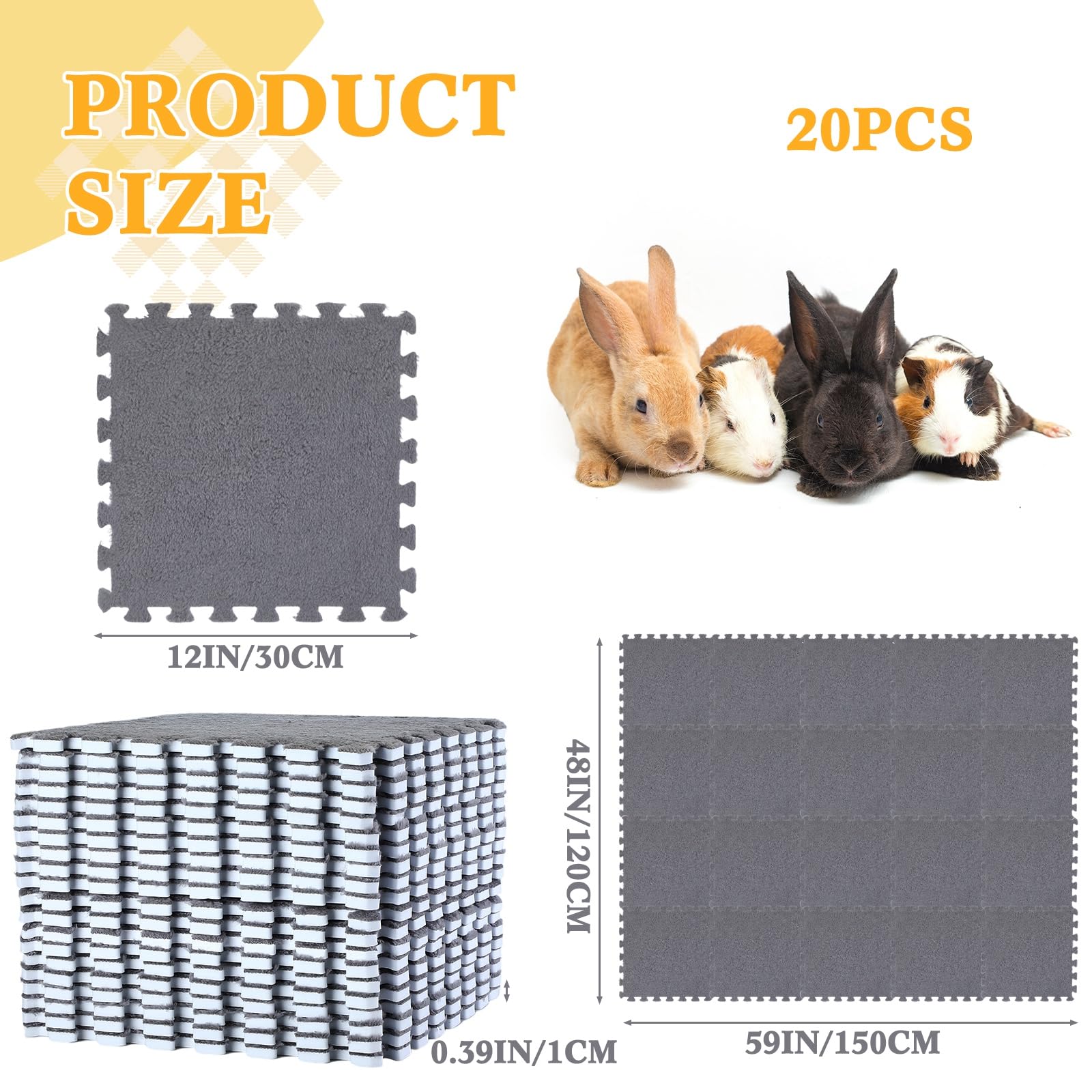 Timgle 20 Pcs Guinea Pig Fleece Cage Liners 12"x12" Washable Guinea Pig Mat Reusable Small Animals Fleece Bedding Warm Soft Training Pads for Chinchilla Hamster Rat Ferret Bunny Small Sized Pets