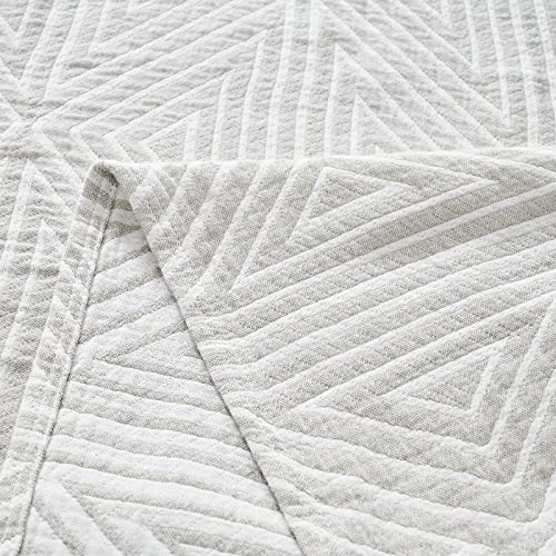 jinchan Cotton Throw Blanket Grey Throw Blanket for Couch Cozy Blanket Cotton Twin Size Bed Throw 3 Layer Spring Blanket Gray Coverlet Geometric Quilt Soft Blanket Baby Kid Gift 60x80 Inch