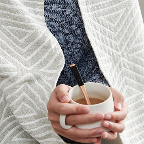 jinchan Cotton Throw Blanket Grey Throw Blanket for Couch Cozy Blanket Cotton Twin Size Bed Throw 3 Layer Spring Blanket Gray Coverlet Geometric Quilt Soft Blanket Baby Kid Gift 60x80 Inch