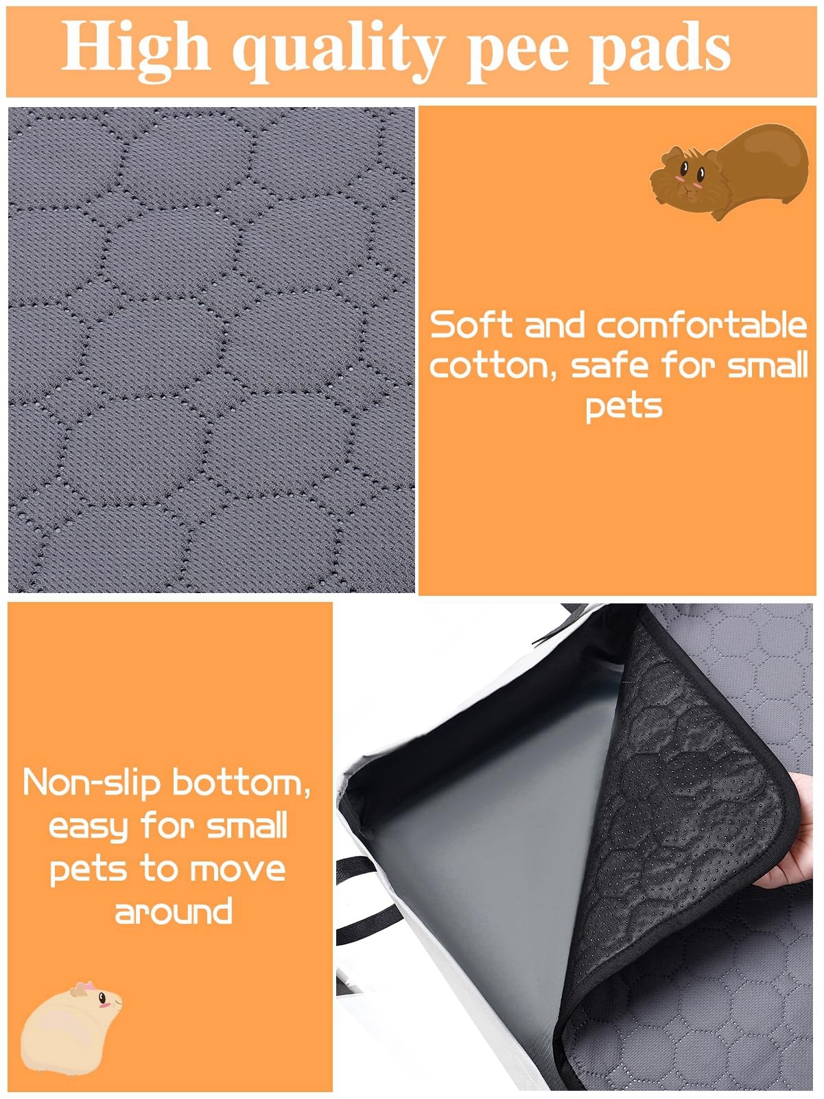 Guinea Pig Cage Liner for 2x4 C&C Cage, Waterproof Guinea Pig Cage Tarp with No Slip Pee Pad, Super Absorbent for Hamster Rabbit Small Pet