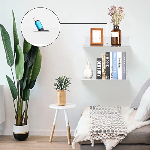 Bolidery 4 Pack Acrylic Floating Shelves, 9" Small Wall Shelf for Storage & Decoration, Adhesive Wall Mounted Shelf for Bedroom,Living Room,Bathroom
