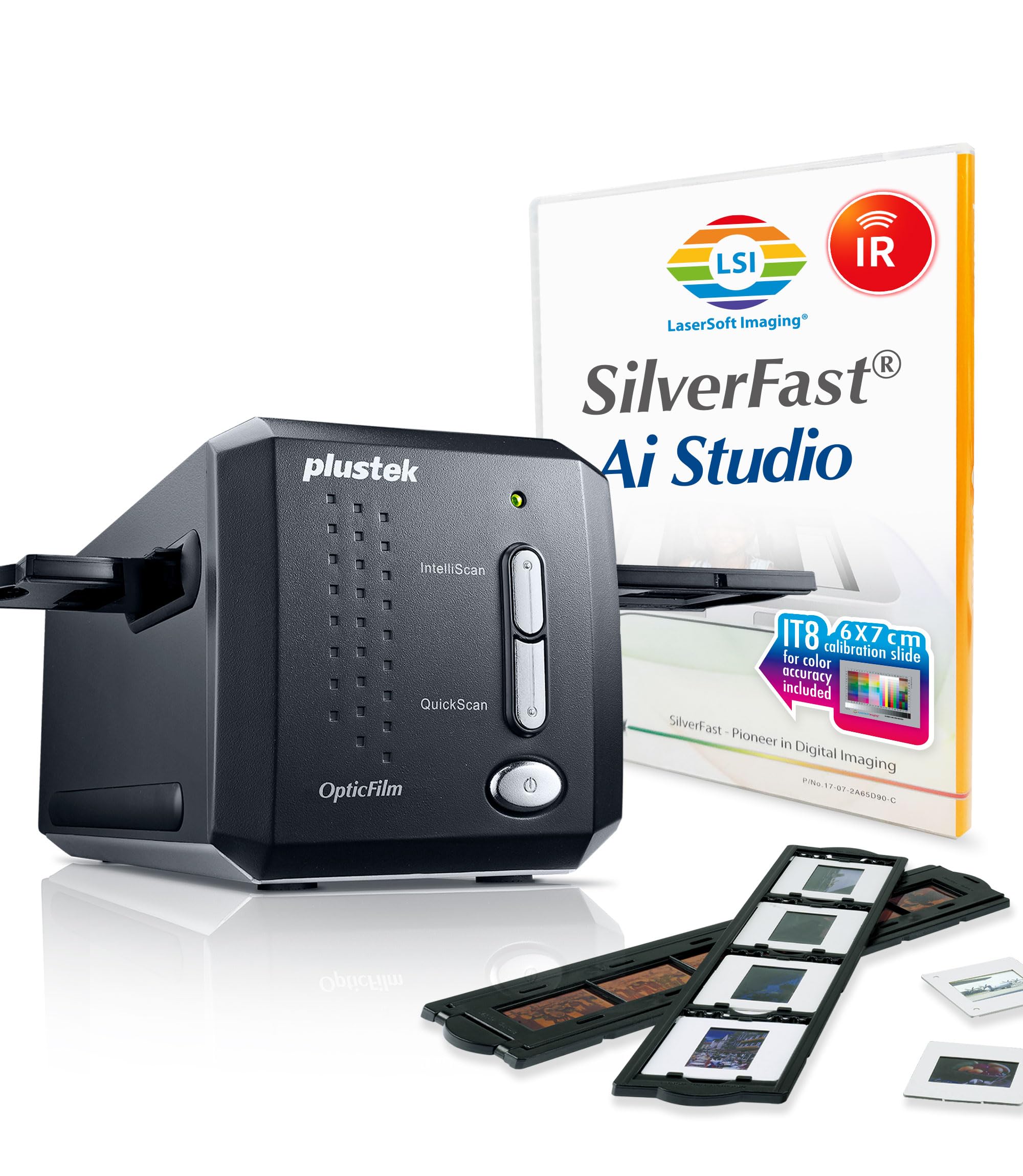 Plustek OpticFilm 8200i AI - 35mm Film & Slides Scanner. IT 8 Calibration Target + SilverFast Ai Studio 8.8, 7200 dpi Resolution 64Bit HDRi , Mac/PC