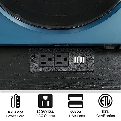 TC-HOMENY Vinyl Record Storage Table, 3-Tier Record Player Stand with 3 Quick-Release Divider Up to 200 Albums, Fashion Turntable Stand for Bedroom Living Room and Office