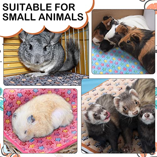 Newwiee 12 Pcs Fleece Guinea Pig Blankets Washable Guinea Pig Cage Liners Small Animal Reversible Blanket Bed Sofa Protector Waterproof Pee Pad Sleep Mat for Hamster Puppy (Small Star,14'' x 28'')