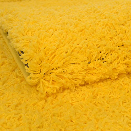 Rugs.com - Über Cozy Solid Shag Collection Rug – 5 Ft Round Tuscan Sun Yellow Shag Rug Perfect for Kitchens, Dining Rooms