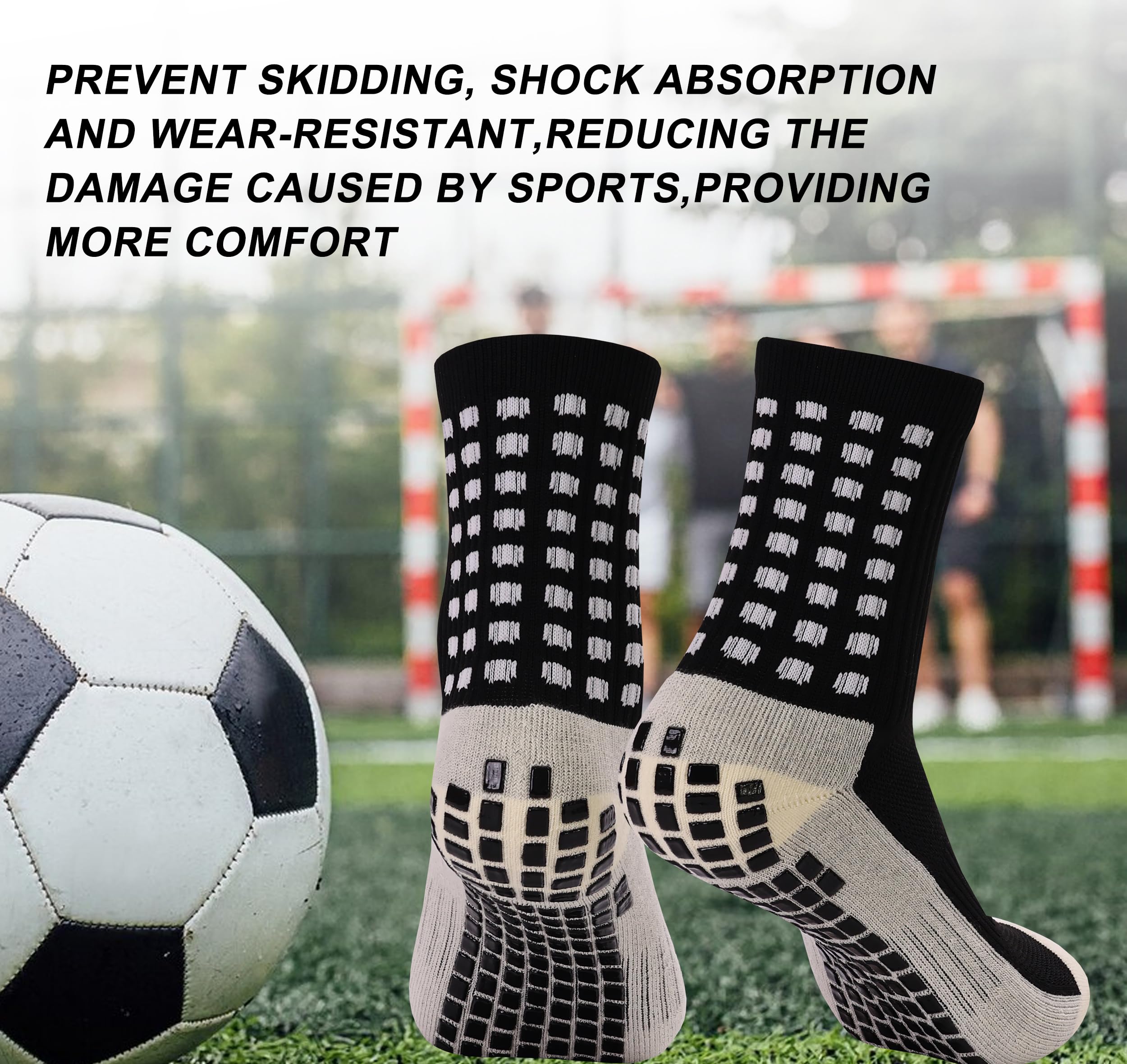 Grip Soccer Socks with Shin Guard Sleeves & Straps | Anti Slip Non-Skid Durable & Comfy Football Socks for Training & Matches