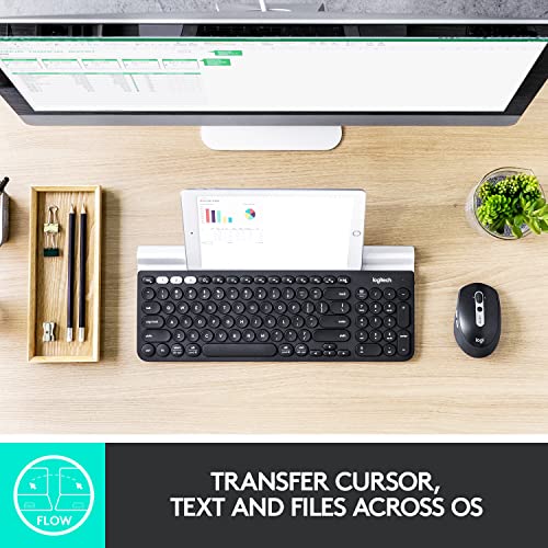 Logitech M585 Multi-Device Wireless Mouse – Control and Move Text/Images/Files Between 2 Windows and Apple Mac Computers and Laptops with Bluetooth or USB, 2 Year Battery Life, Graphite