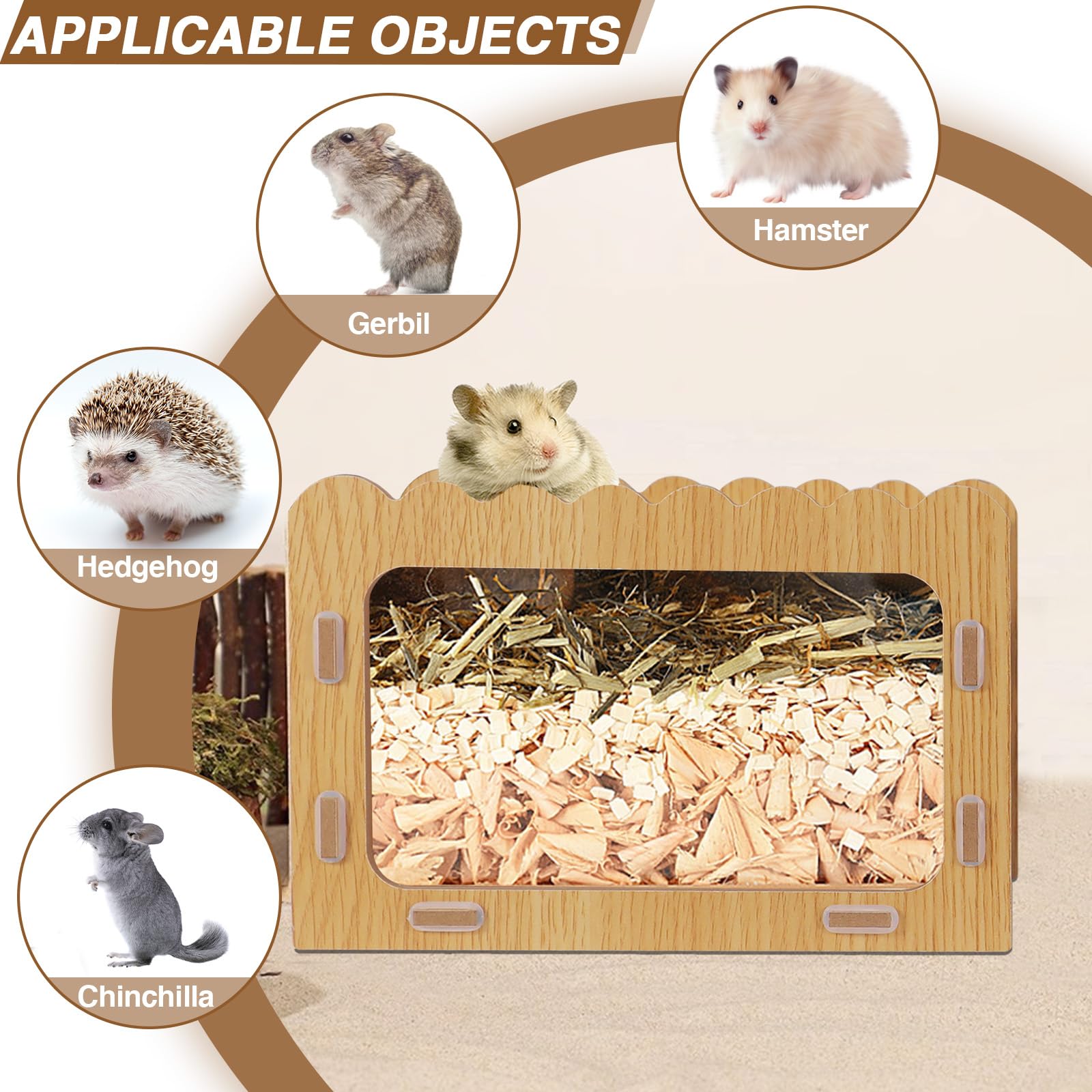 Hamster Digging Box, Small Visible Hamster Digging Room with Acrylic Transparent Board, Hamster Hideout and Exploration House with Climbing Ladder, Hamster Digging Wood Toy for Guinea Syrian Hamsters