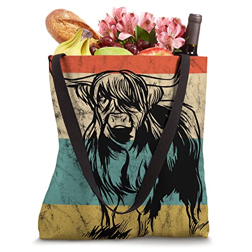 Scottish Highland Cow Highlander Cow Face Retro Vintage Tote Bag