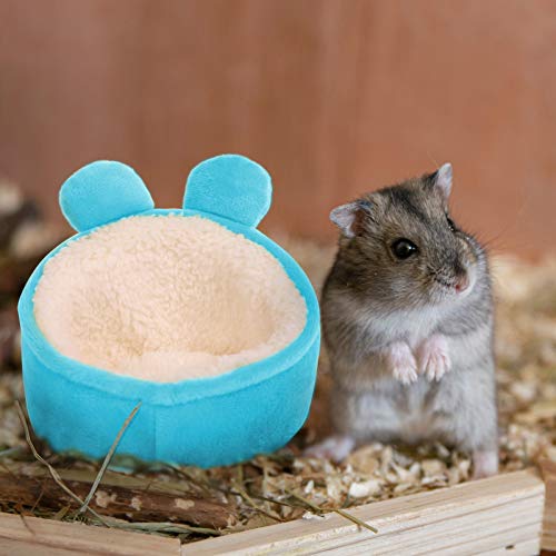 SAWMONG Hamster Mini Bed, Warm Small Pets Animals House Bedding, Cozy Nest Cage Accessories, Lightweight Cotton Sofa for Dwarf Hamster (Blue)