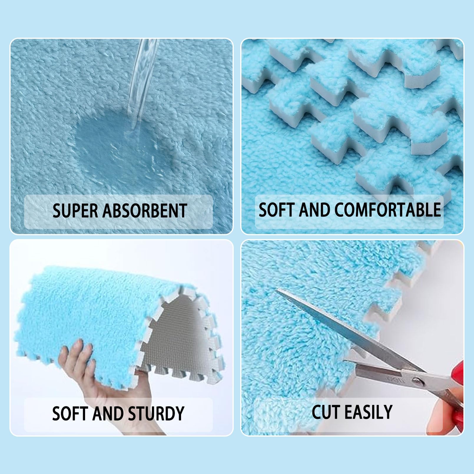 BNOSDM 12Pcs Guinea Pig Plush Pads, Reusable Rabbit Sleeping Floor Mats with Edging, Washable Guinea Pig Fleece Cage Liners, Soft Warm Bunny Bedding, Cage Pad for Small Animals (11.8", Blue)