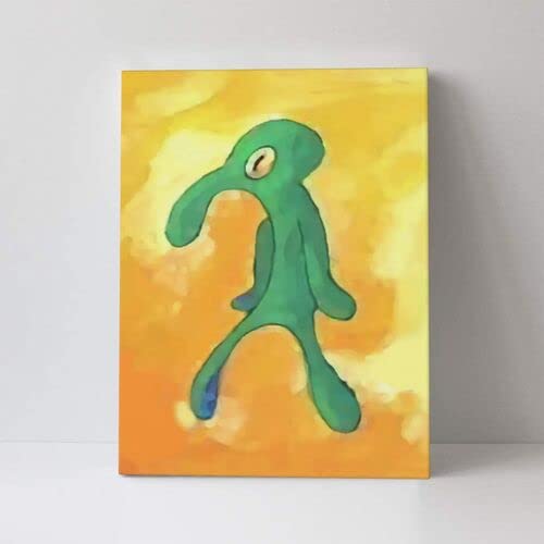 Bold and Brash Painting Canvas Squidward Poster Wall Art Print Home Bathroom Decor Framed Bedroom Office Living Room 8X12 Inch