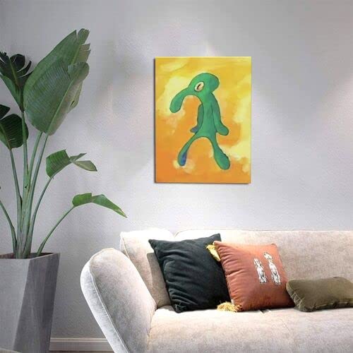 Bold and Brash Painting Canvas Squidward Poster Wall Art Print Home Bathroom Decor Framed Bedroom Office Living Room 8X12 Inch