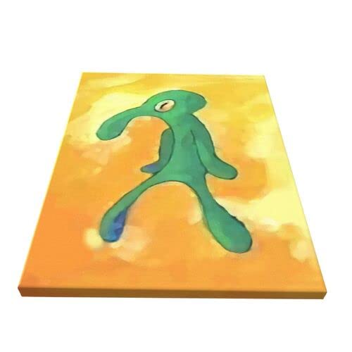 Bold and Brash Painting Canvas Squidward Poster Wall Art Print Home Bathroom Decor Framed Bedroom Office Living Room 8X12 Inch