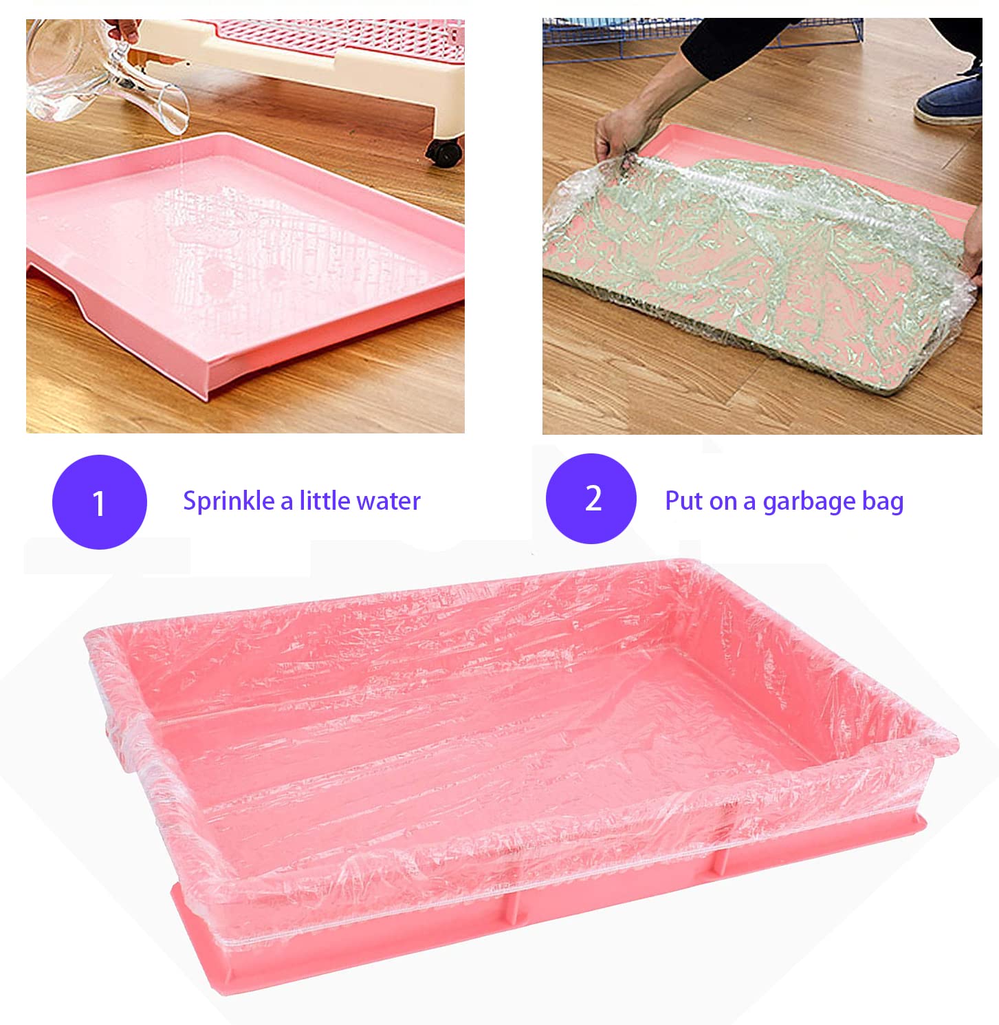 PFTIJVN 100 Pcs Disposable Rabbit Cage Liners,Guinea Pig Cage Liner Bag Leak Proof Clear Plastic Small Animals Cage Liners Bedding Litter Pan Bags for Bunny Hamster Hedgehog