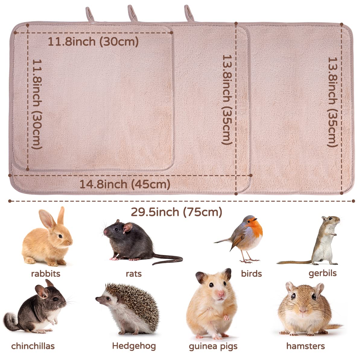 Ladadee 6 Pack Guinea Pig Blankets Soft Fleece Cage Liner for Hamster Rabbit etc Small Animal, Guinea Pig Washable Pee Pads Bedding Blankets