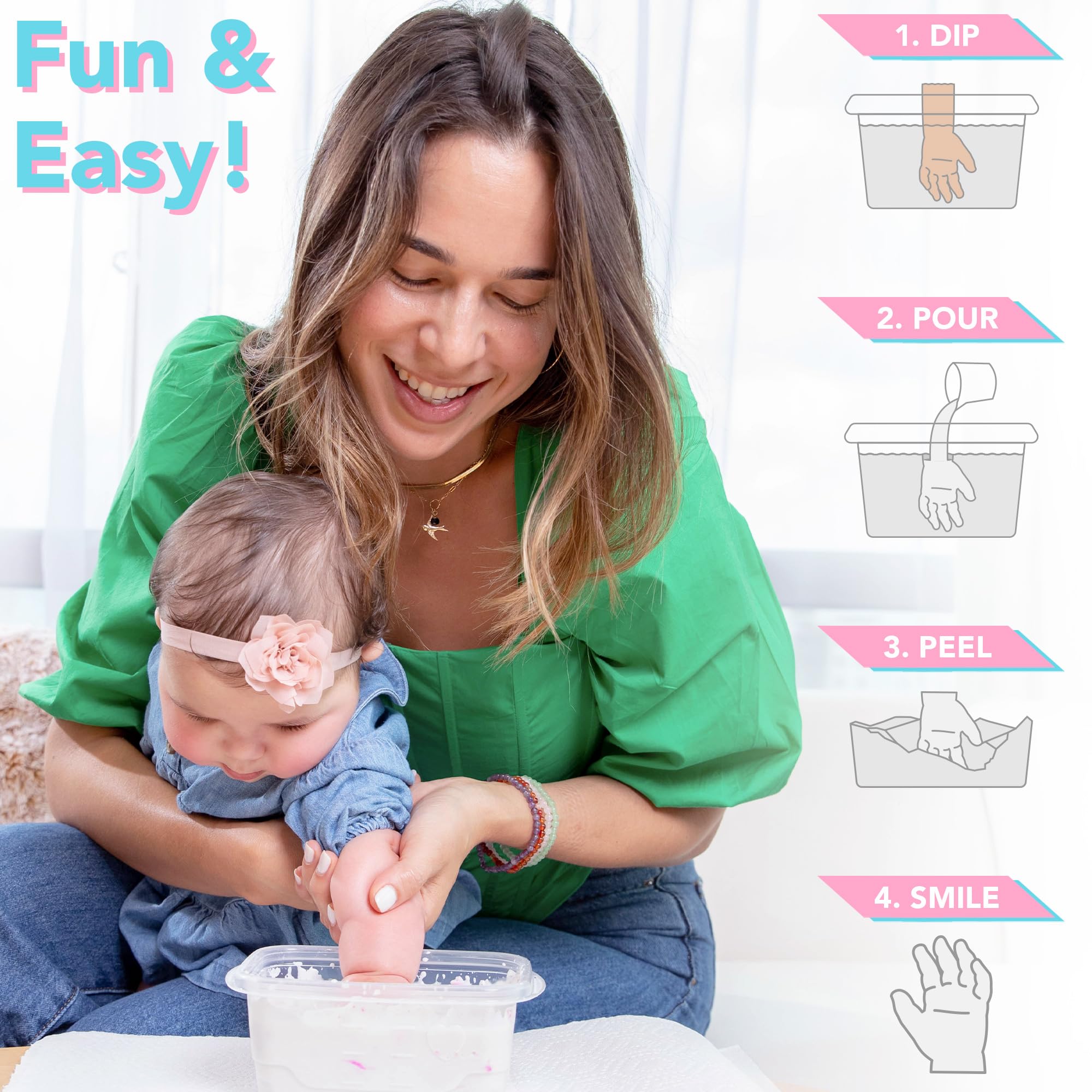 Luna Bean Deluxe Baby Keepsake Hand Casting Kit - Plaster Hand Mold Casting Kit for Infant Hand & Foot Mold - Baby Casting Kit for First Birthday, Christmas & Newborn Gifts - (Clear Sealant - Matte)