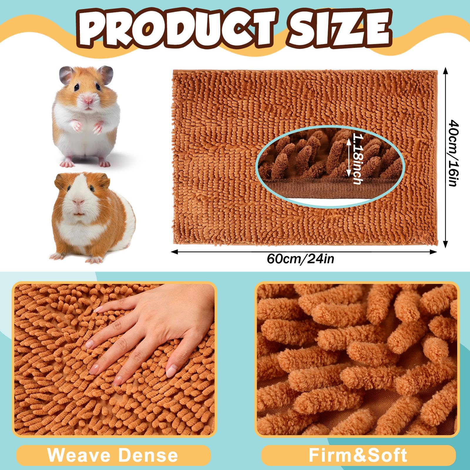 Timgle 4 Pieces Guinea Pig Cage Liners with Cleaner Set Washable Reusable Guinea Pig Bedding Absorbent for Guinea Pig Training Pad Supplies and Other Small Animals, Mixed Colors (24 x 16 Inch)