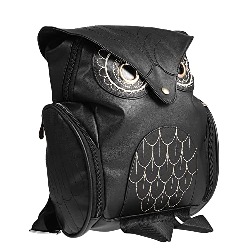 PRETYZOOM Owl Shaped Backpack Goth Purse PU Leather Backpack Fashionable Women Backpack Travel School Backpack Casual Backpack Owl Gifts for Women Gothic Purse School Backpacks for Teenagers