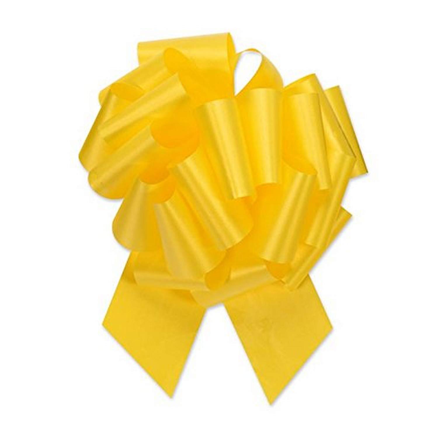 Berwick Offray 1.45'' Wide Ribbon Pull Bow, 5.5'' Diameter with 20 Loops, Daffodil Yellow