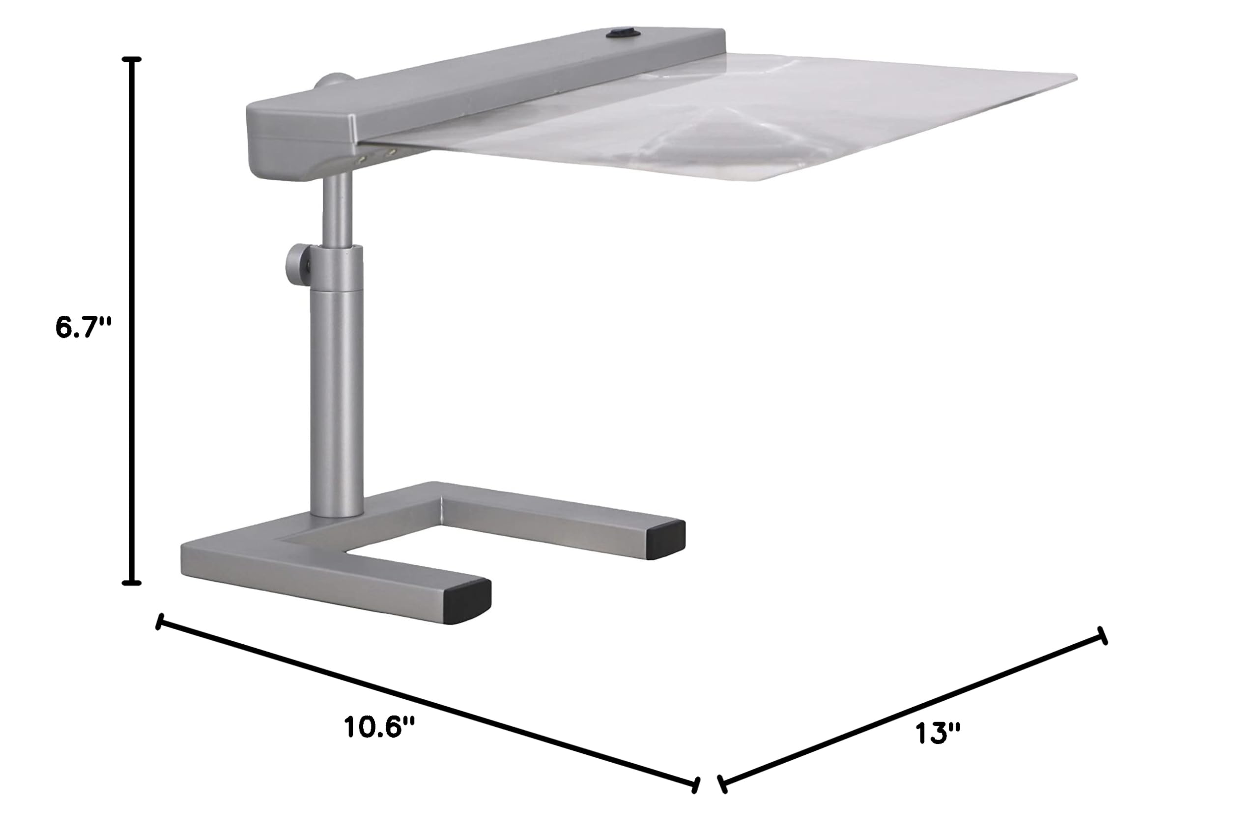 daylight24 Table Top Full Page Magnifier LED Desk Lamp, Silver - Ideal for Reading, Hobby and Crafting with LED Light Strip for Optimal Visibility, 10 inch (202055-05)
