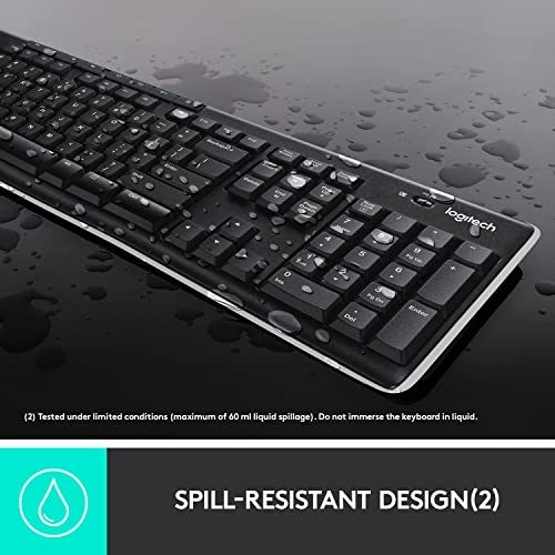 Logitech K270 Wireless Keyboard for Windows, 2.4 GHz Wireless, Full-Size, Number Pad, 8 Multimedia Keys, 2-Year Battery Life, Compatible with PC, Laptop