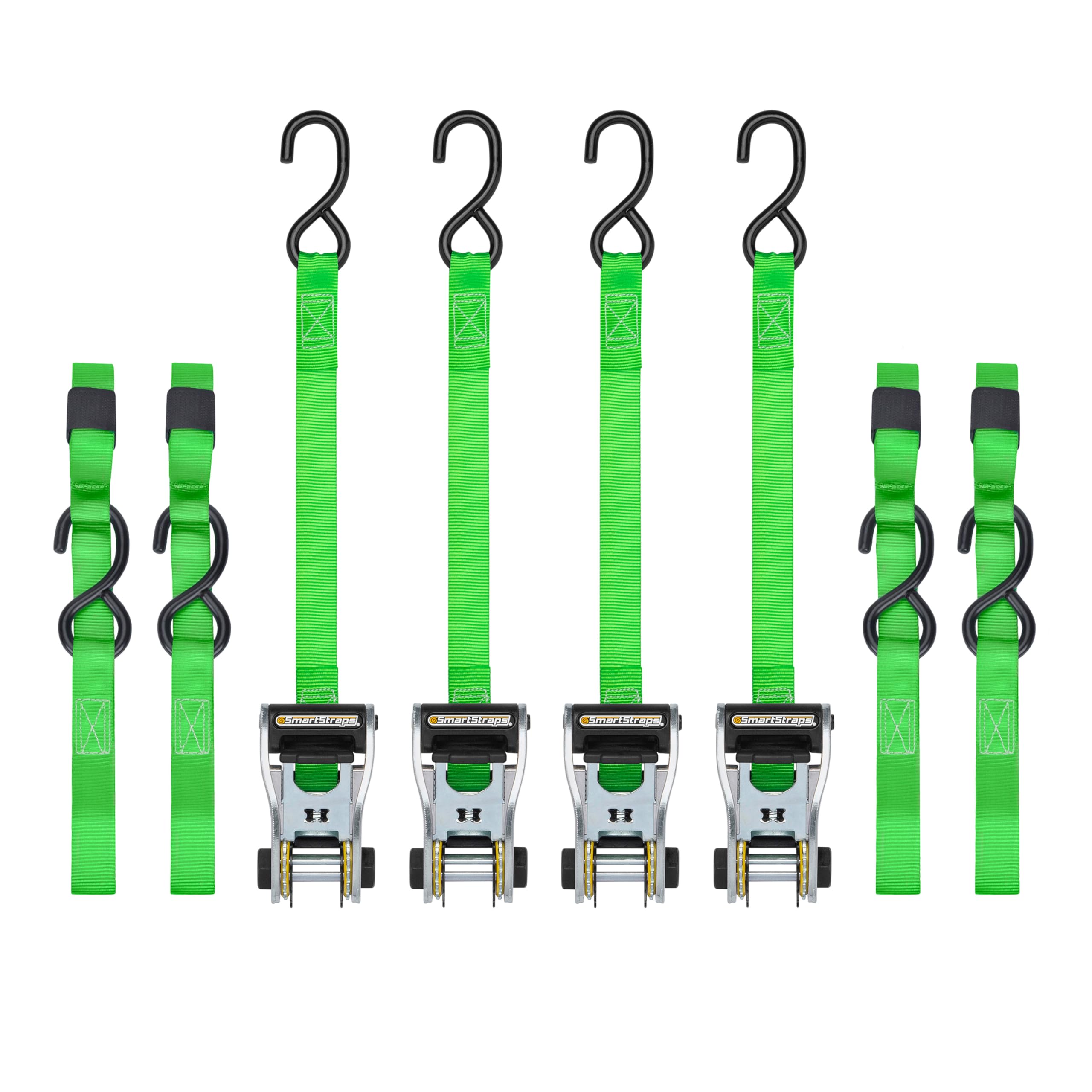 SmartStraps Ratchet Straps - 14ft GRN Premium RatchetX 4pk 1,500lb