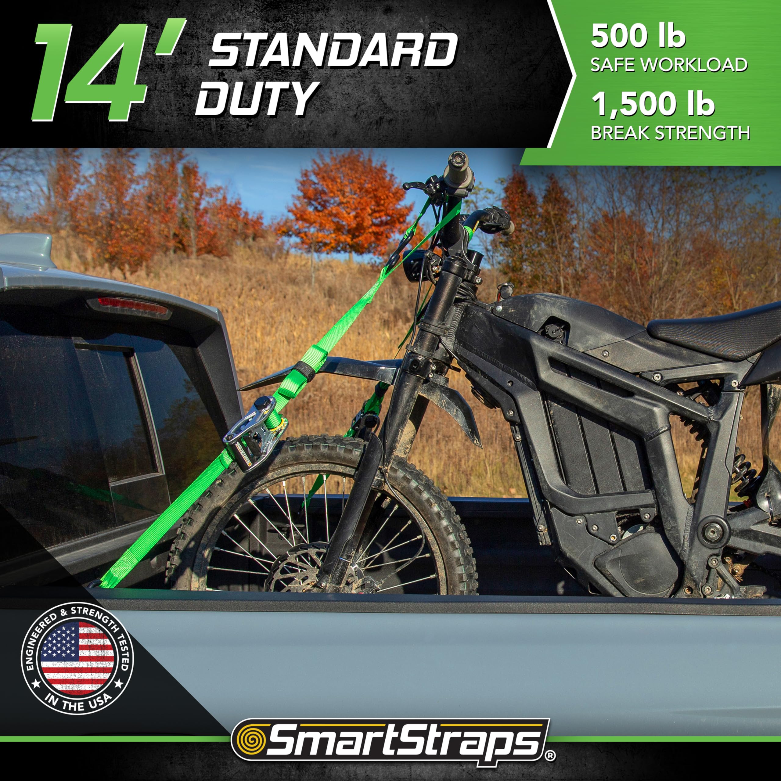 SmartStraps Ratchet Straps - 14ft GRN Premium RatchetX 4pk 1,500lb