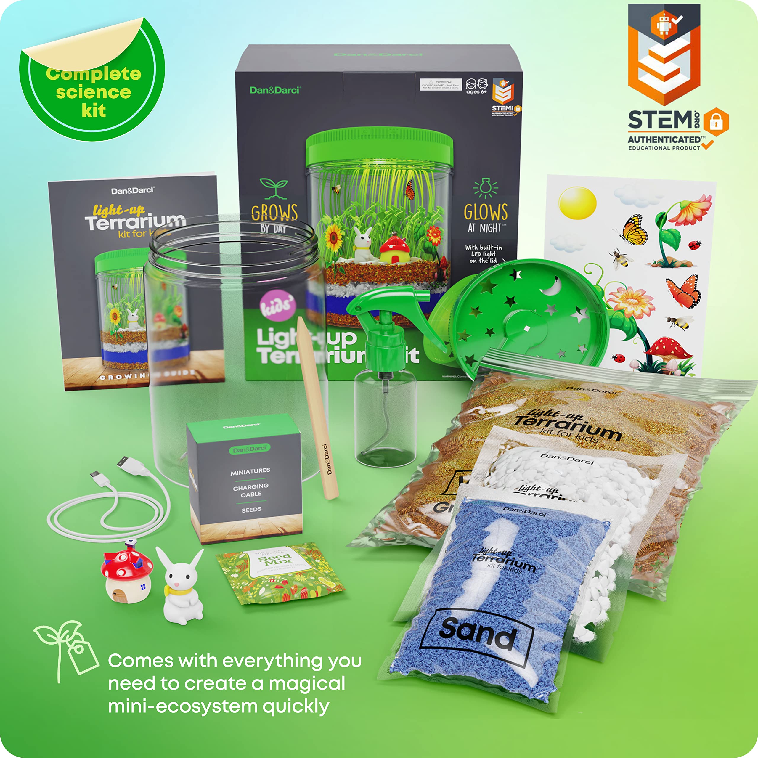 Light-Up Terrarium Kit for Kids - STEM Science Kits - Easter Gifts for Kids - Educational DIY Kids Toys for Boys & Girls - Crafts Projects Ideas for Ages 6 7 8-12 Year Old Age