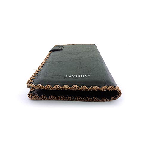 Skelapparel Divine Peacock Peacock Feather Embroidery Vegan Large Flat Wallet (Black)