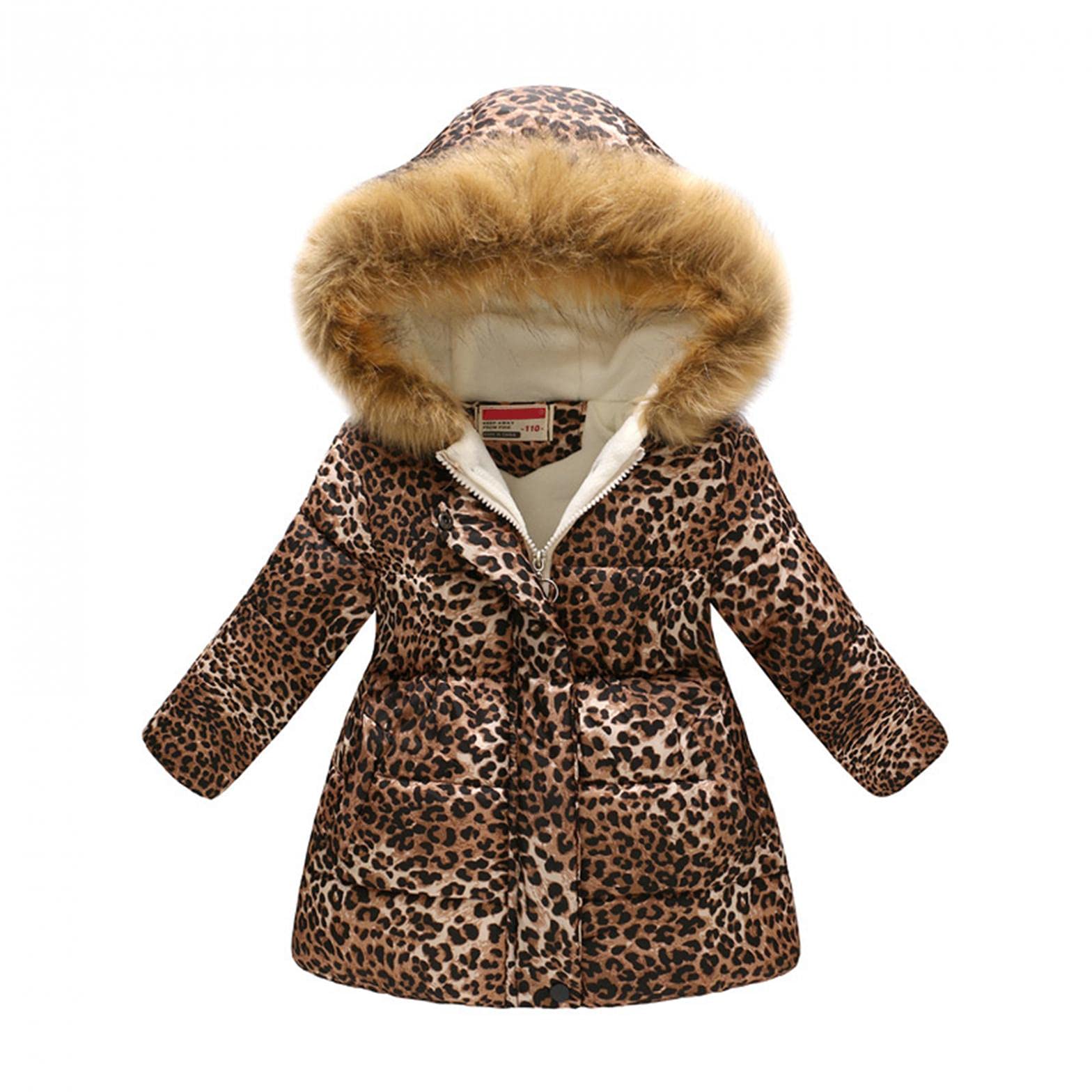 Dreamyth Girl's Floral Print Winter Coats Fleece Lined Hood Jacket Parkas Outwear Thick Warm Windproof Jackets Coat 2-10 Years
