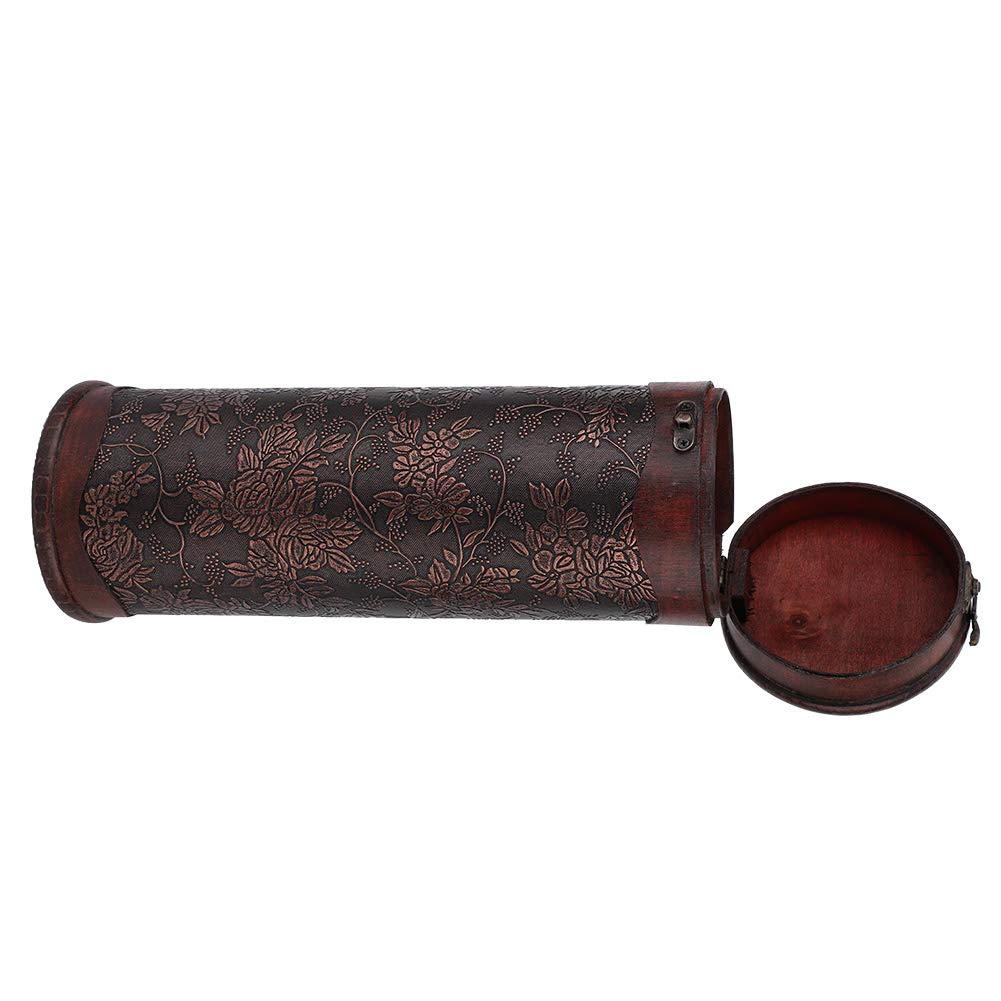 Garosa Retro Wooden Wine Gift Box Portable Vintage Round Wooden Single Red Wine Storage Box With Handle
