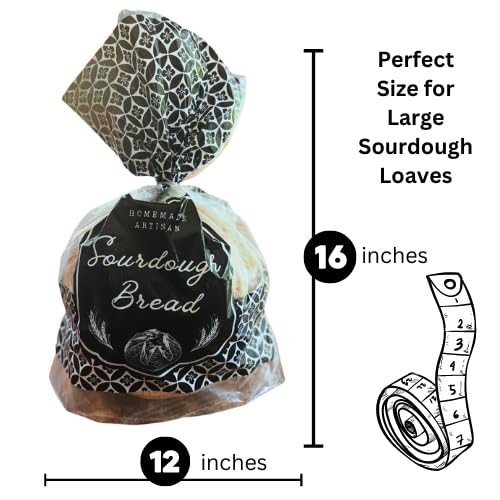 Large Beautiful Design Sourdough Bread Bags 50 Bread Bags For Homemade Bread with 50 Ties