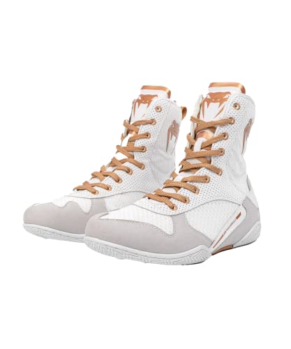 Venum Mens "Elite" Boxing Shoes, White/Gold, 10 US
