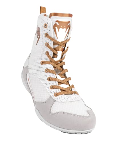 Venum Mens "Elite" Boxing Shoes, White/Gold, 10 US
