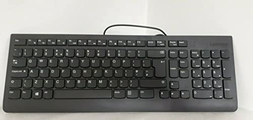 Lenovo 300 USB Keyboard, Wired, Adjustable Tilt, Ergonomic, Windows 7/8/10, GX30M39655, Black