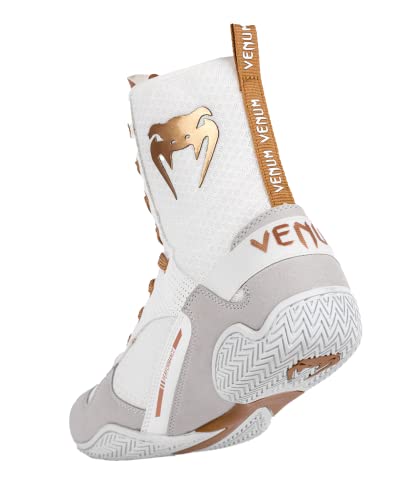 Venum Mens "Elite" Boxing Shoes, White/Gold, 10 US