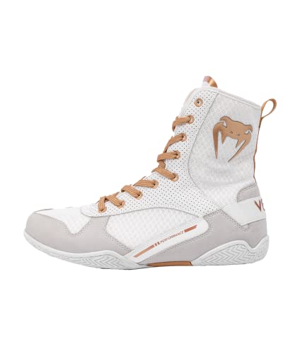 Venum Mens "Elite" Boxing Shoes, White/Gold, 10 US