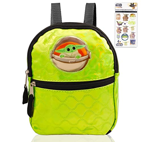 Fast Forward Mandalorian Mini Backpack - Bundle with 8.5'' Star Wars Mini Backpack for Women with Stickers | Baby Yoda Mandalorian Backpack Purse